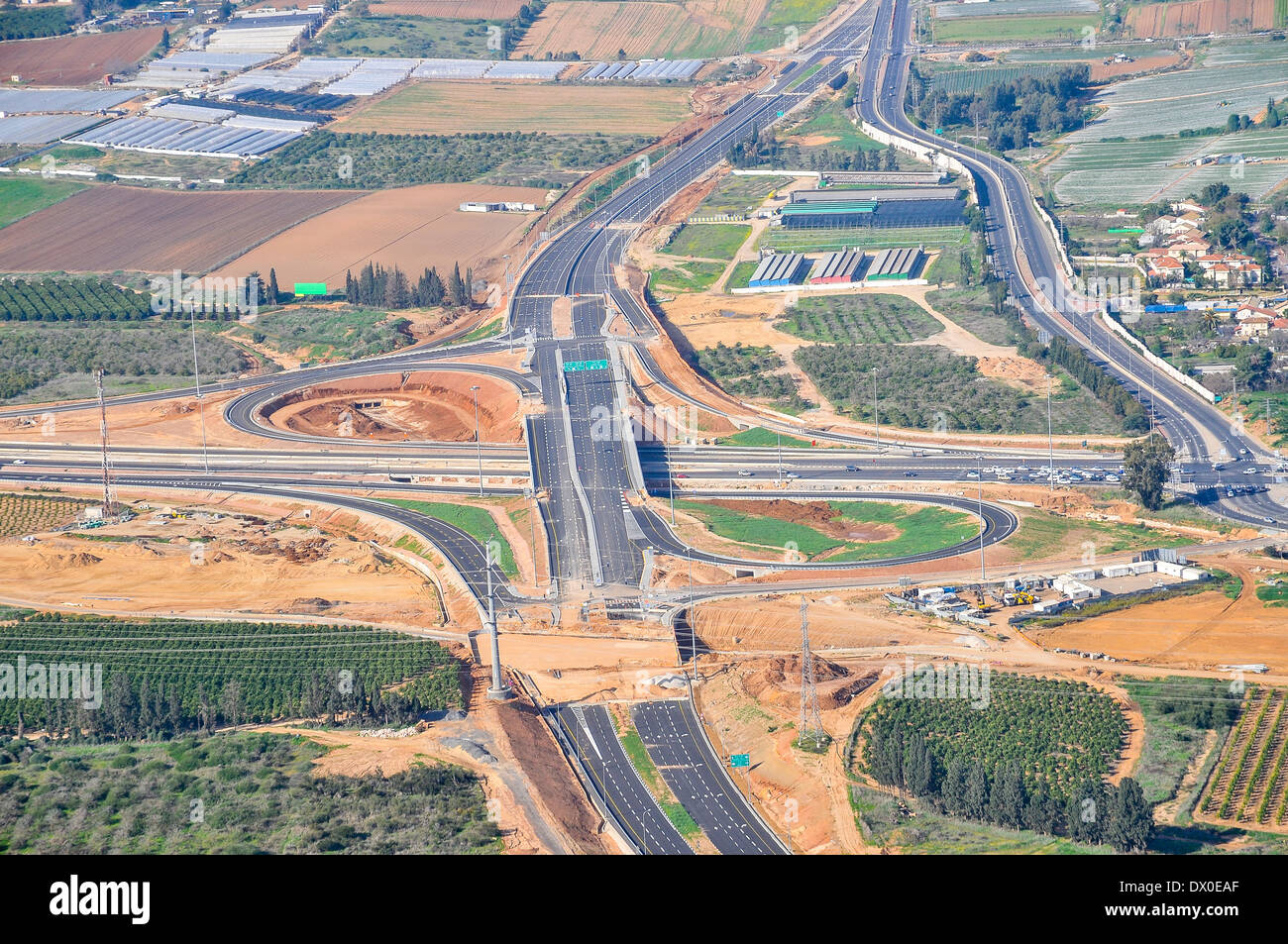 Aerial view of Sharon District, Israel from within a Cessna airplane ...
