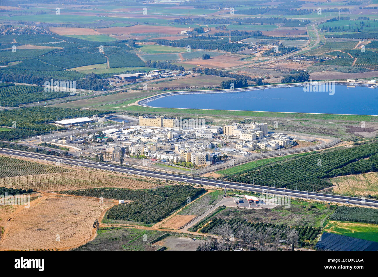 Aerial view of Sharon District, Israel from within a Cessna airplane ...