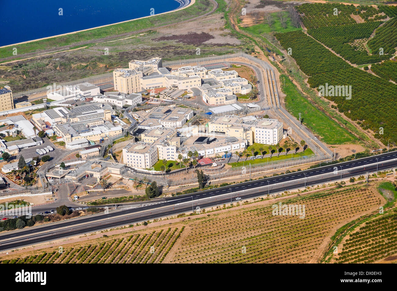 Aerial view of Sharon District, Israel from within a Cessna airplane ...