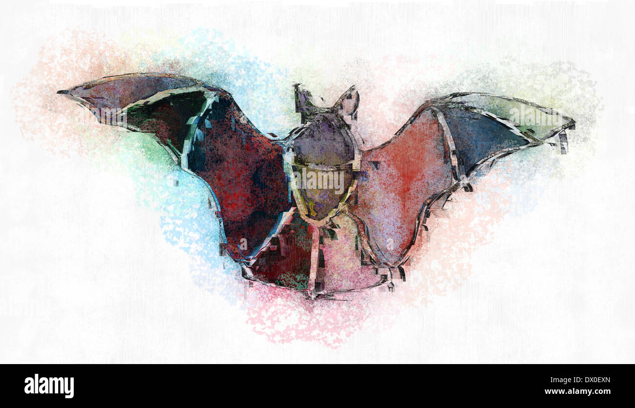Digital painting of an abstract flying bat Stock Photo - Alamy
