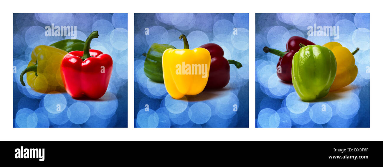 Collage - Pepper Traffic Lights 1. Collage of three photographs of ...