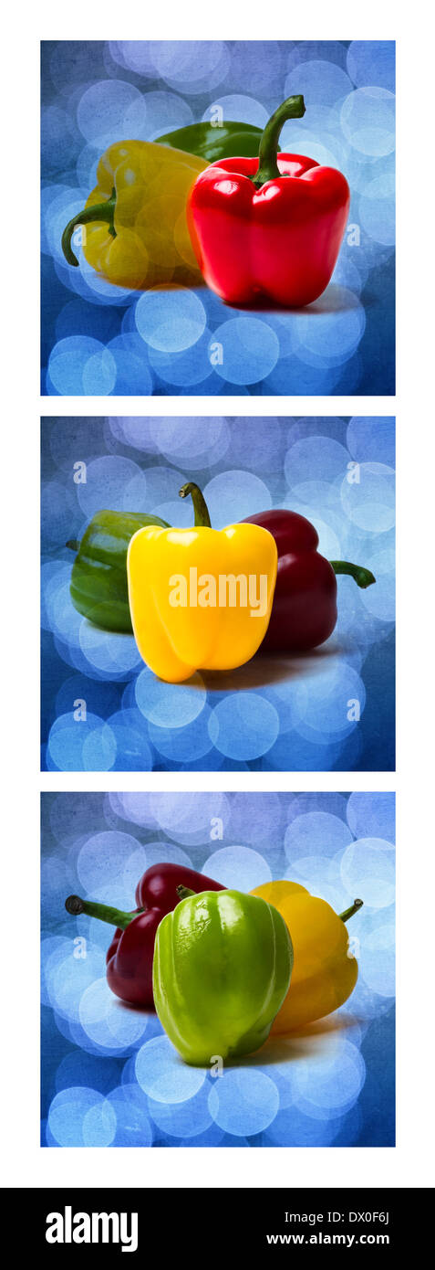 Collage - Pepper Traffic Lights 2. Collage of three photographs of ...