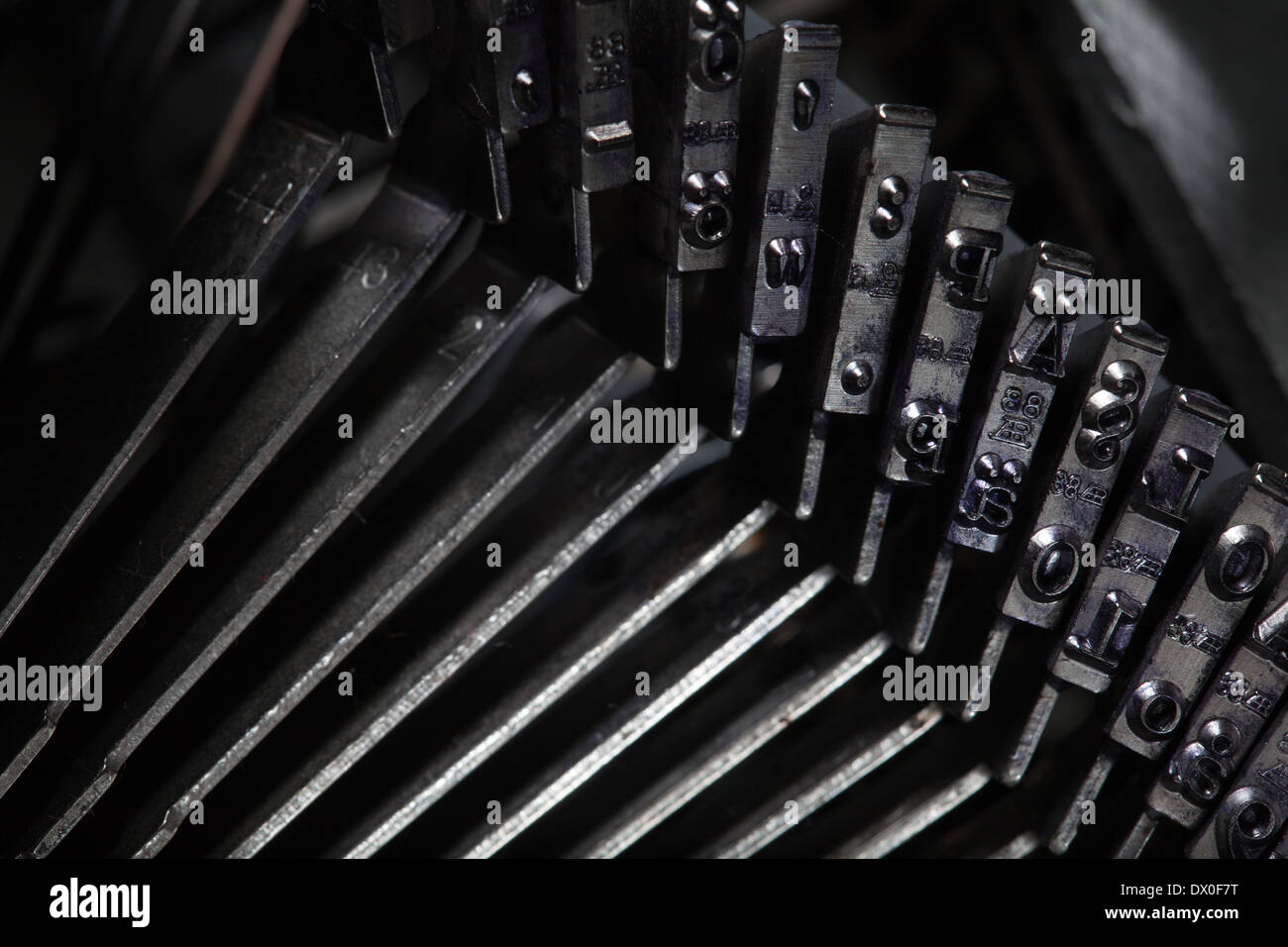 old typewriter type bars, mechnical background Stock Photo - Alamy