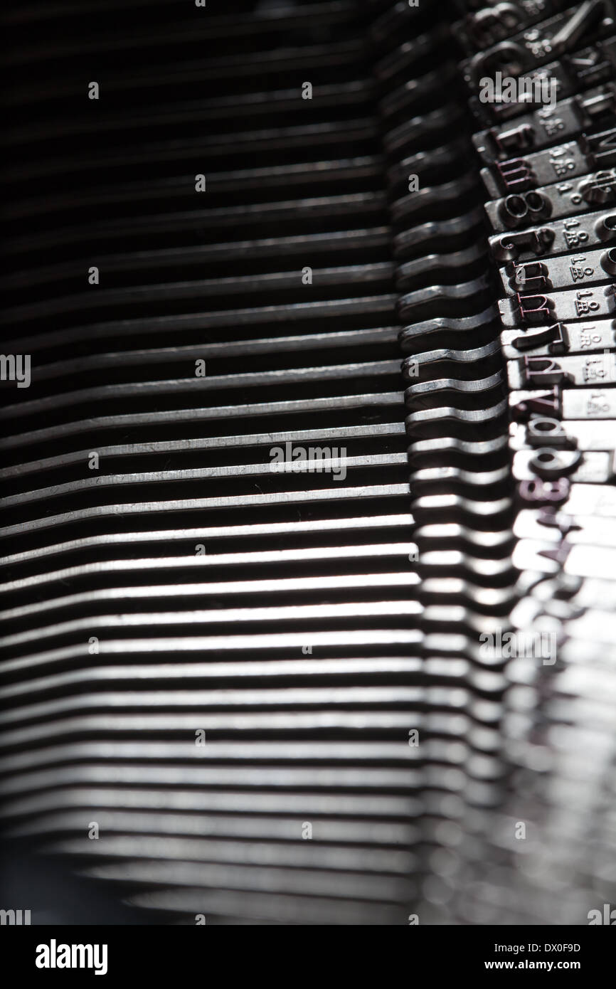 old typewriter type bars, mechnical background Stock Photo - Alamy