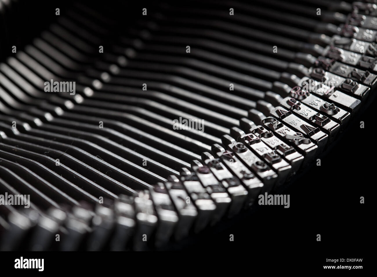 old typewriter type bars, mechnical background Stock Photo - Alamy