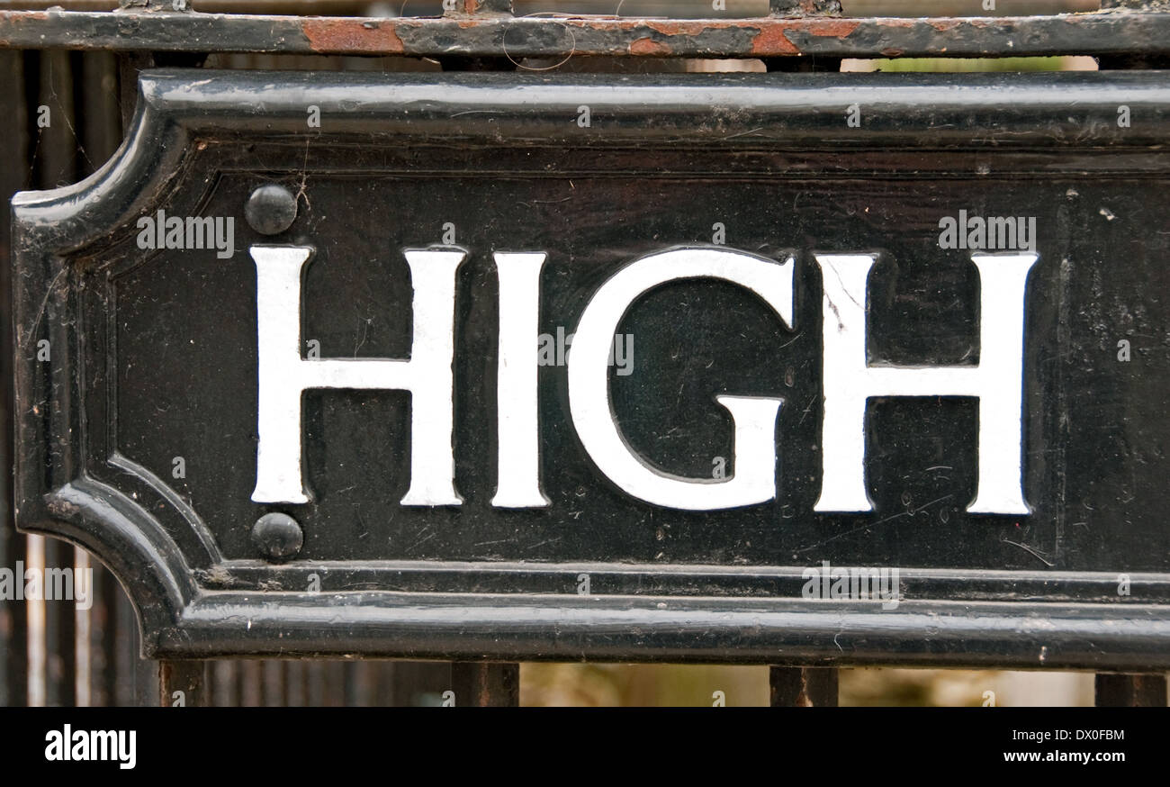 Part of Oxford High Street sign Stock Photo - Alamy