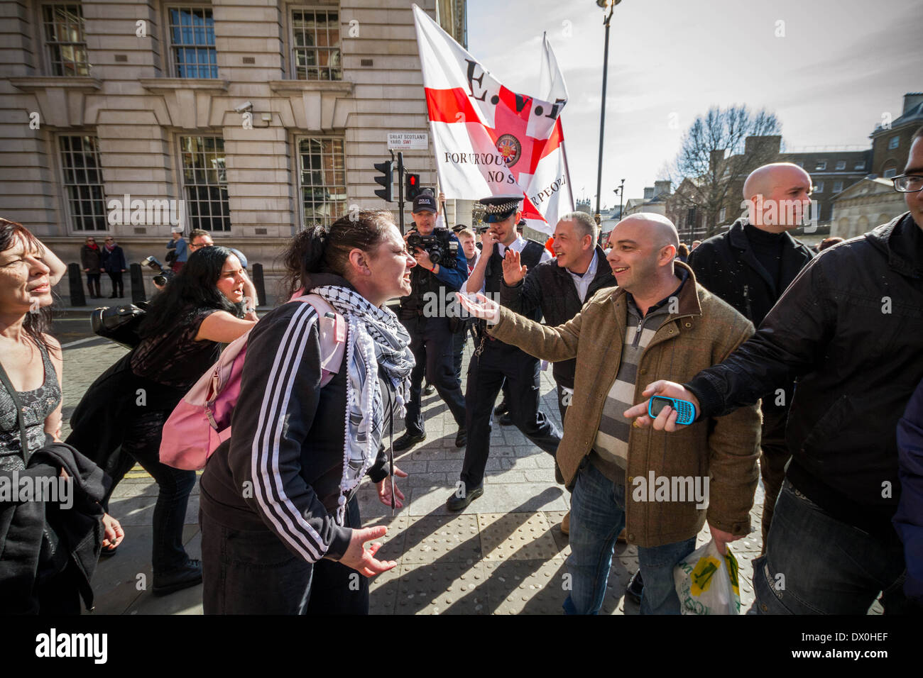 Anti-Fascist (UAF) groups clash with EVF protest march in London Stock ...