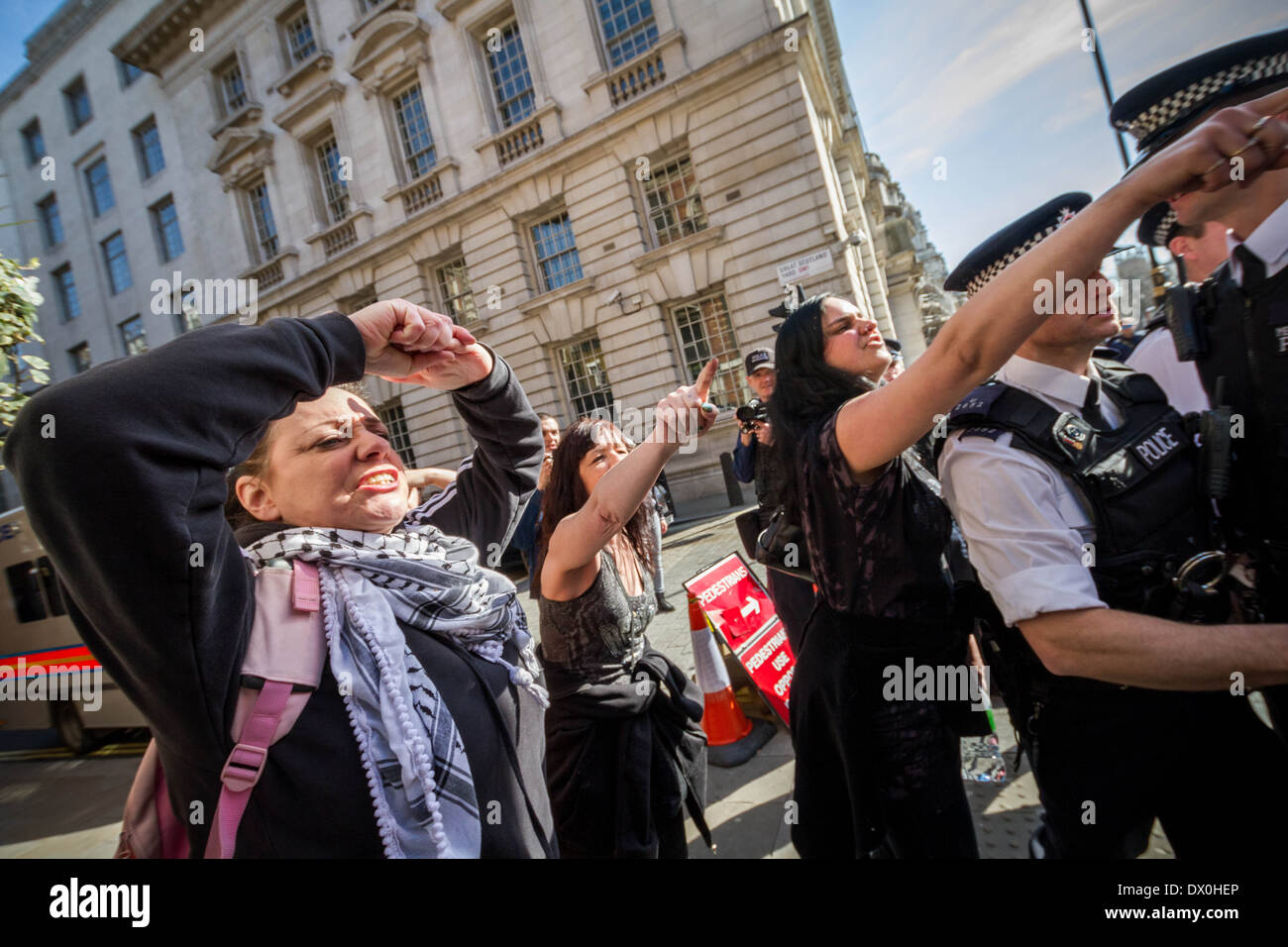 Anti-Fascist (UAF) groups clash with EVF protest march in London Stock ...