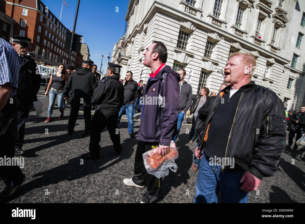 Anti-Fascist (UAF) groups clash with EVF protest march in London Stock ...
