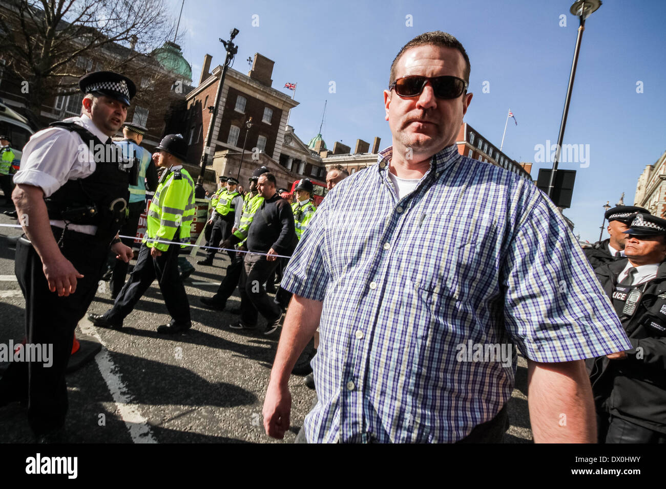 Anti-Fascist (UAF) groups clash with EVF protest march in London Stock ...