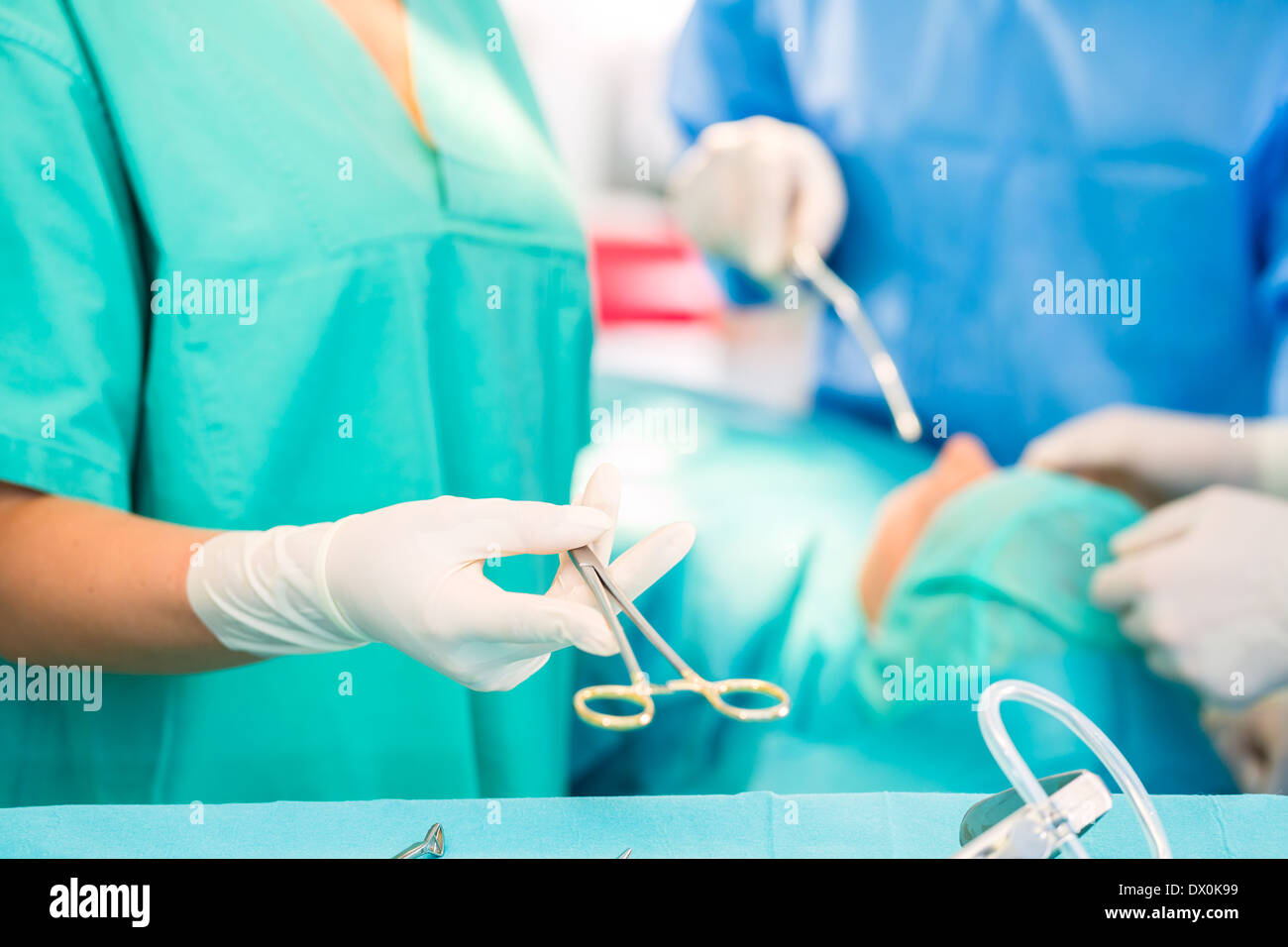 Hospital - surgery team in the operating room or Op of a clinic ...