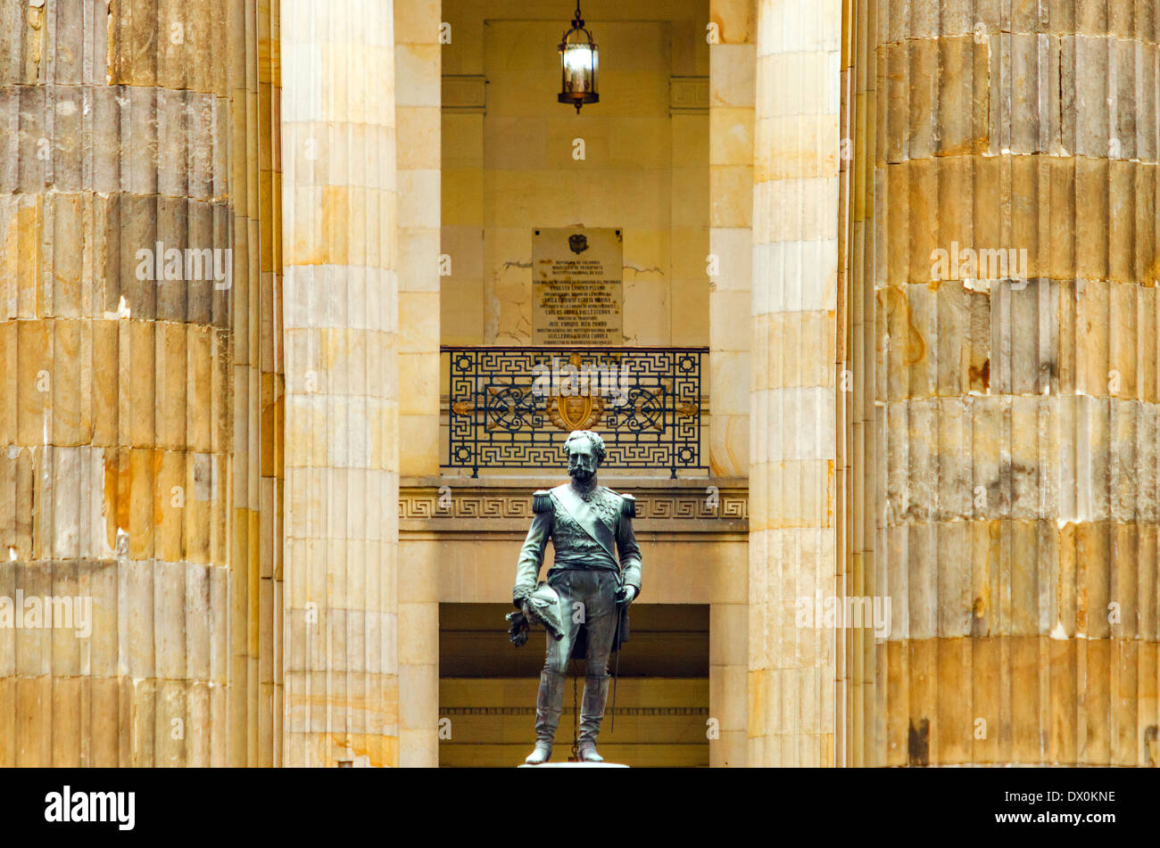 View of a statue within the senate building in Bogota, Colombia Stock ...