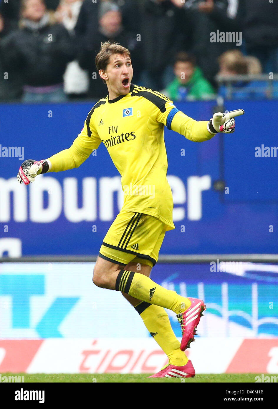Hamburg, Germany. 16th Mar, 2014. Hamburg's goalkeeper Rene Adler ...