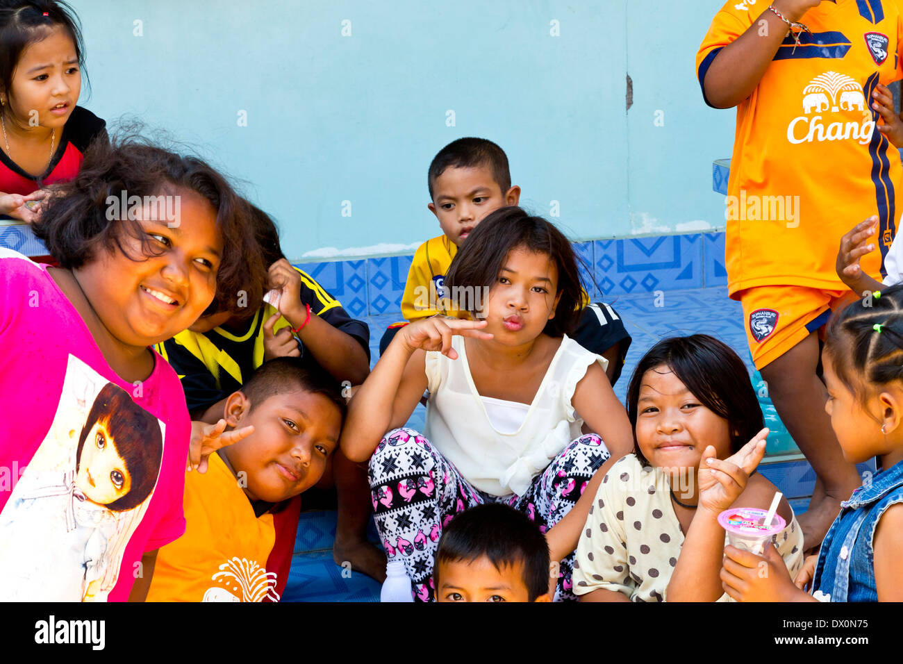 Sea Gypsy Kids in Chao Ley on Koh Siray, Phuket, Thailand Stock Photo ...
