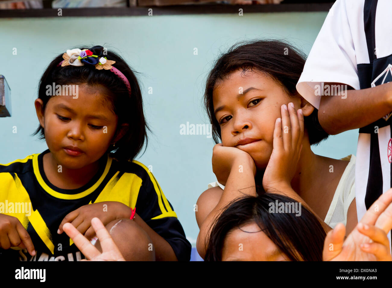 Sea Gypsy Kids in Chao Ley on Koh Siray, Phuket, Thailand Stock Photo ...