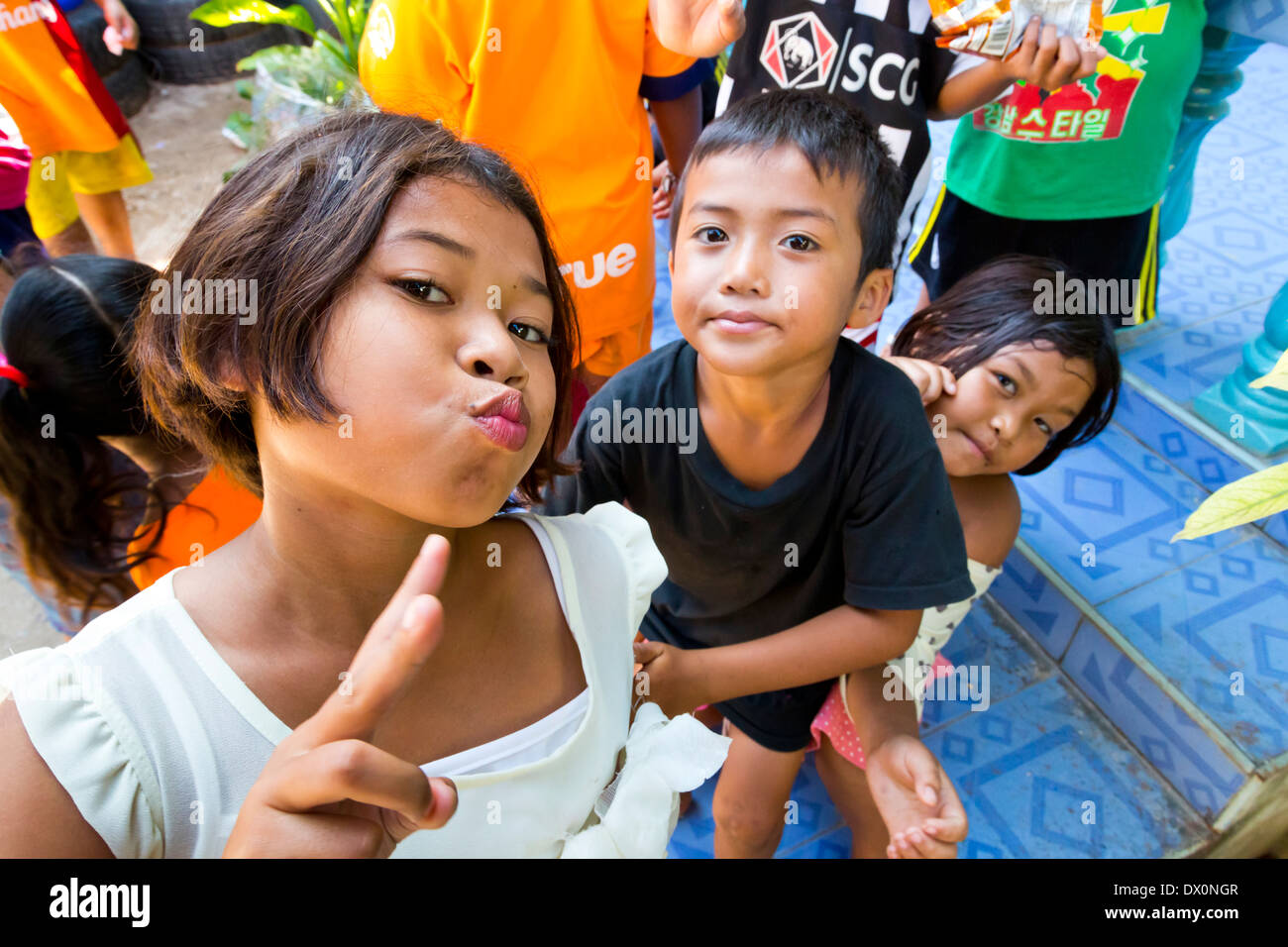 Sea Gypsy Kids in Chao Ley on Koh Siray, Phuket, Thailand Stock Photo ...