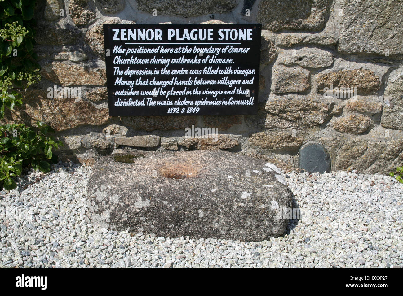 Plague stone Wayside Museum Zennor Cornwall England UK Stock Photo - Alamy