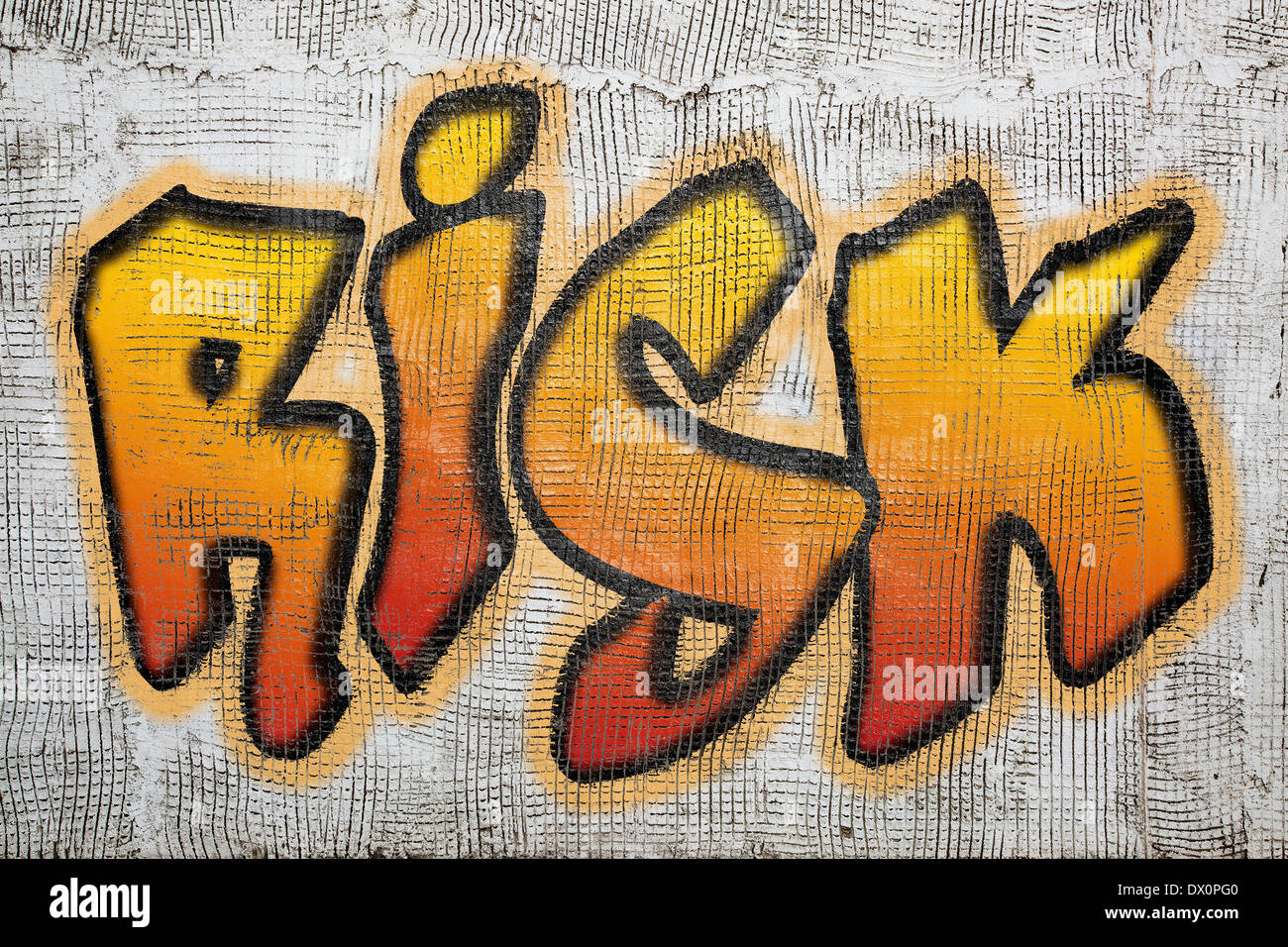 risk word - graffiti style text on an old grunge plaster wall Stock ...