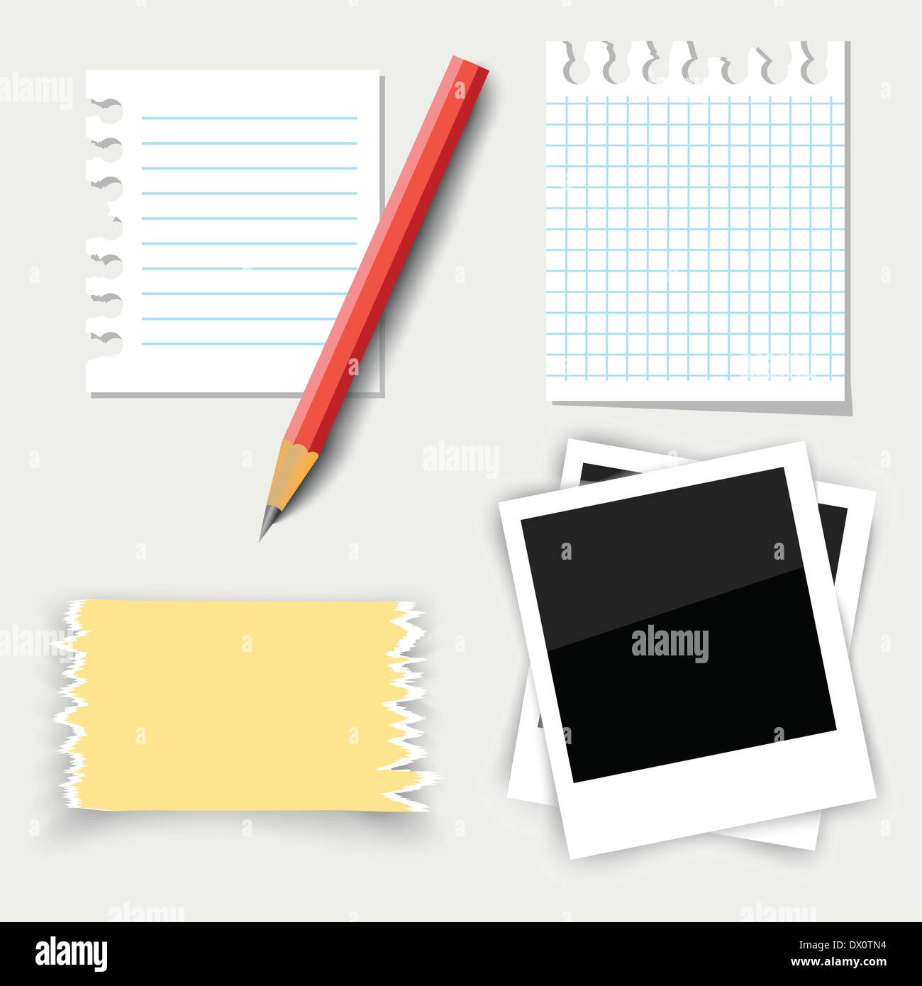 colorful illustration with note paper and pencil for your design Stock ...