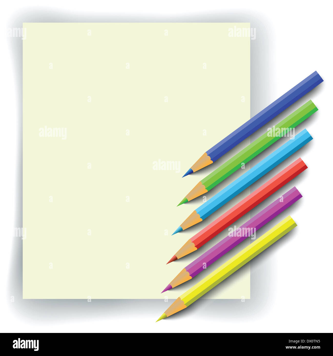 set of colorful pencils and paper for your design Stock Photo - Alamy