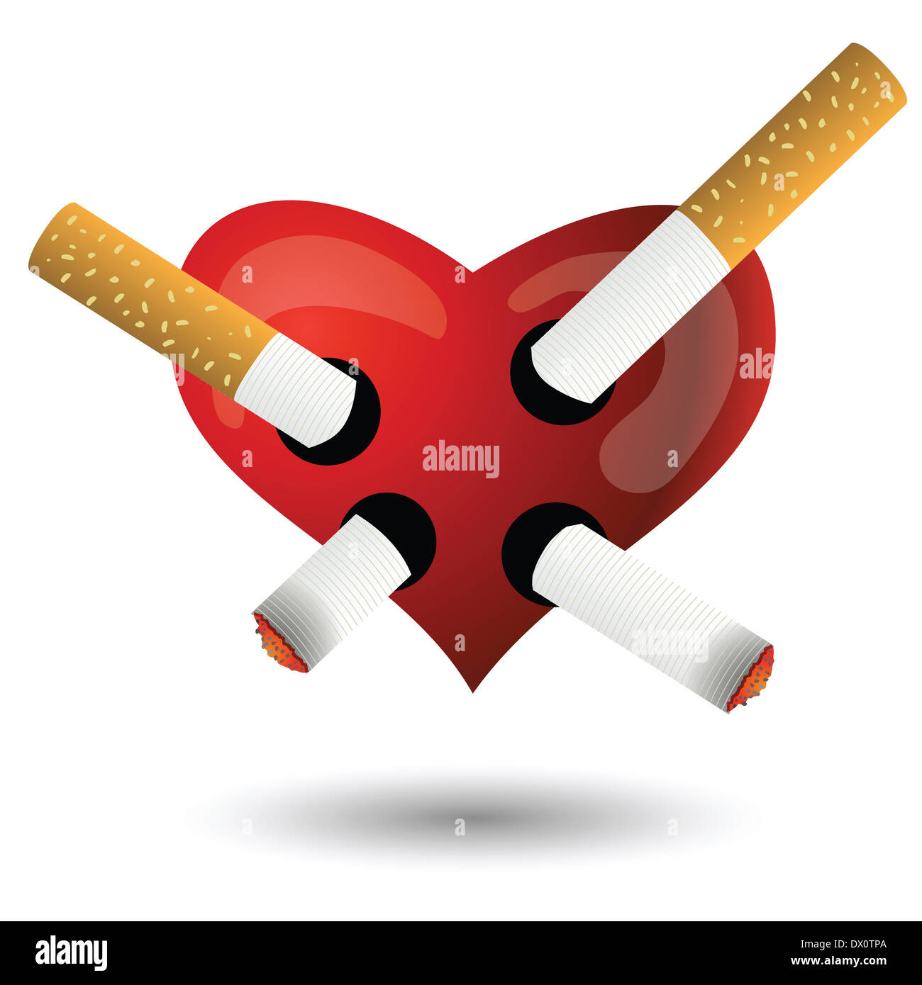 colorful illustration with red heart and cigarettes for your design ...