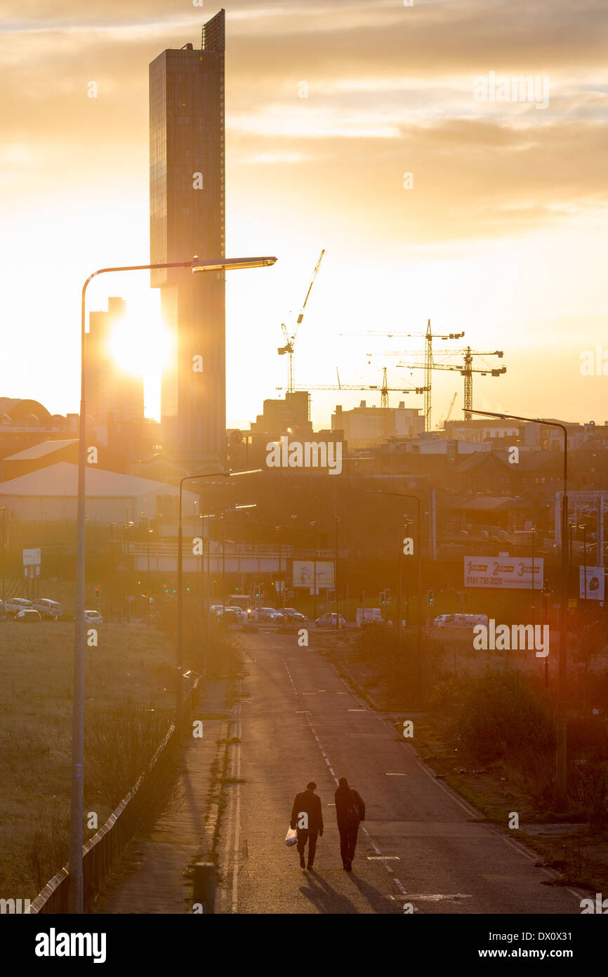 Manchester skyline Beetham tower view from Salford Stock Photo - Alamy