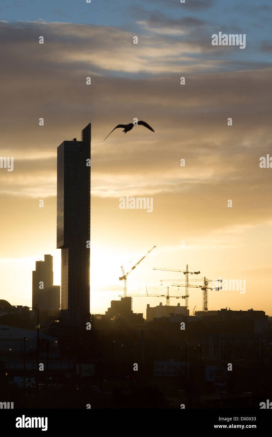 Manchester skyline Beetham tower view from Salford Stock Photo - Alamy