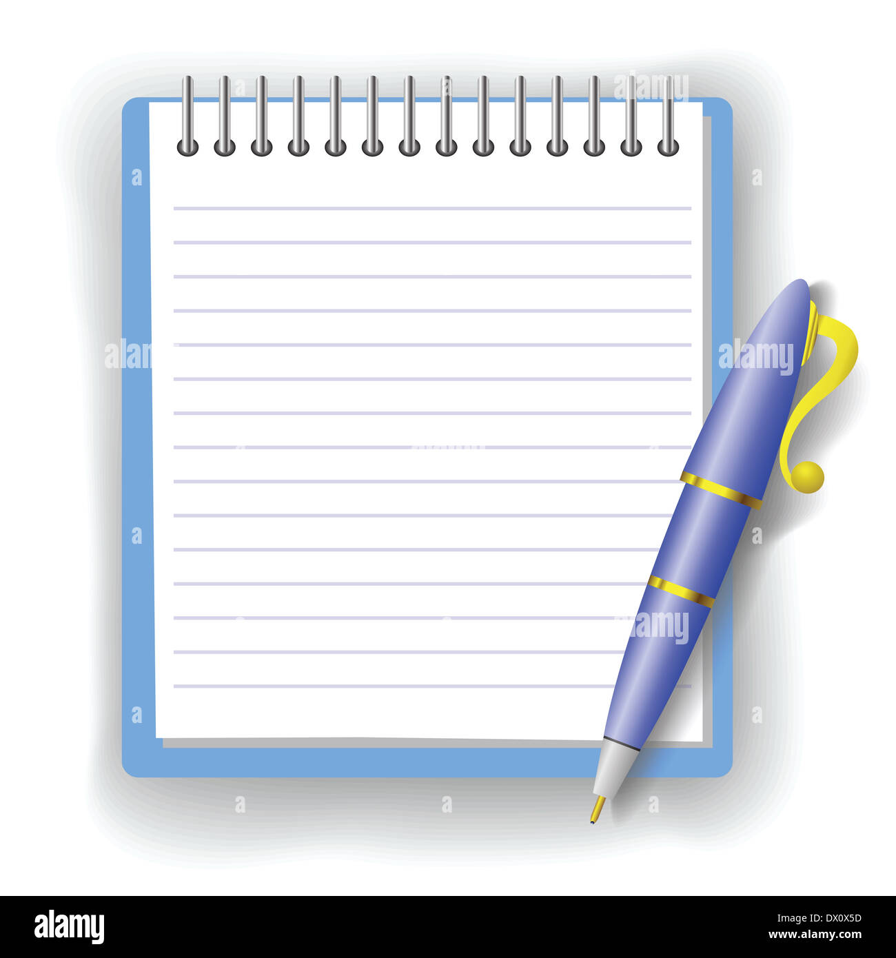 colorful illustration with pen and notepad for your design Stock Photo ...