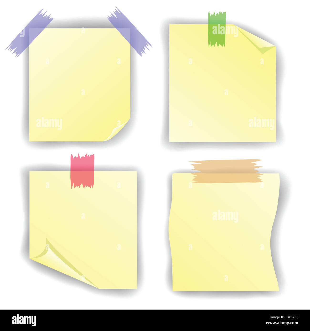colorful illustration with yellow notice papers isolated on white Stock ...