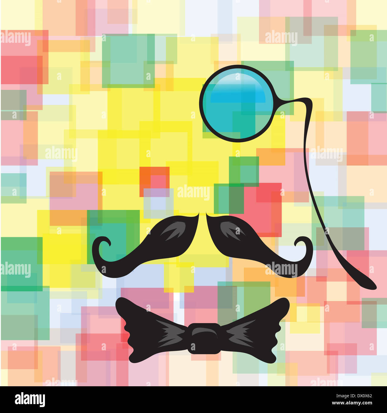 colorful illustration with abstract vintage silhouette of monocle ...