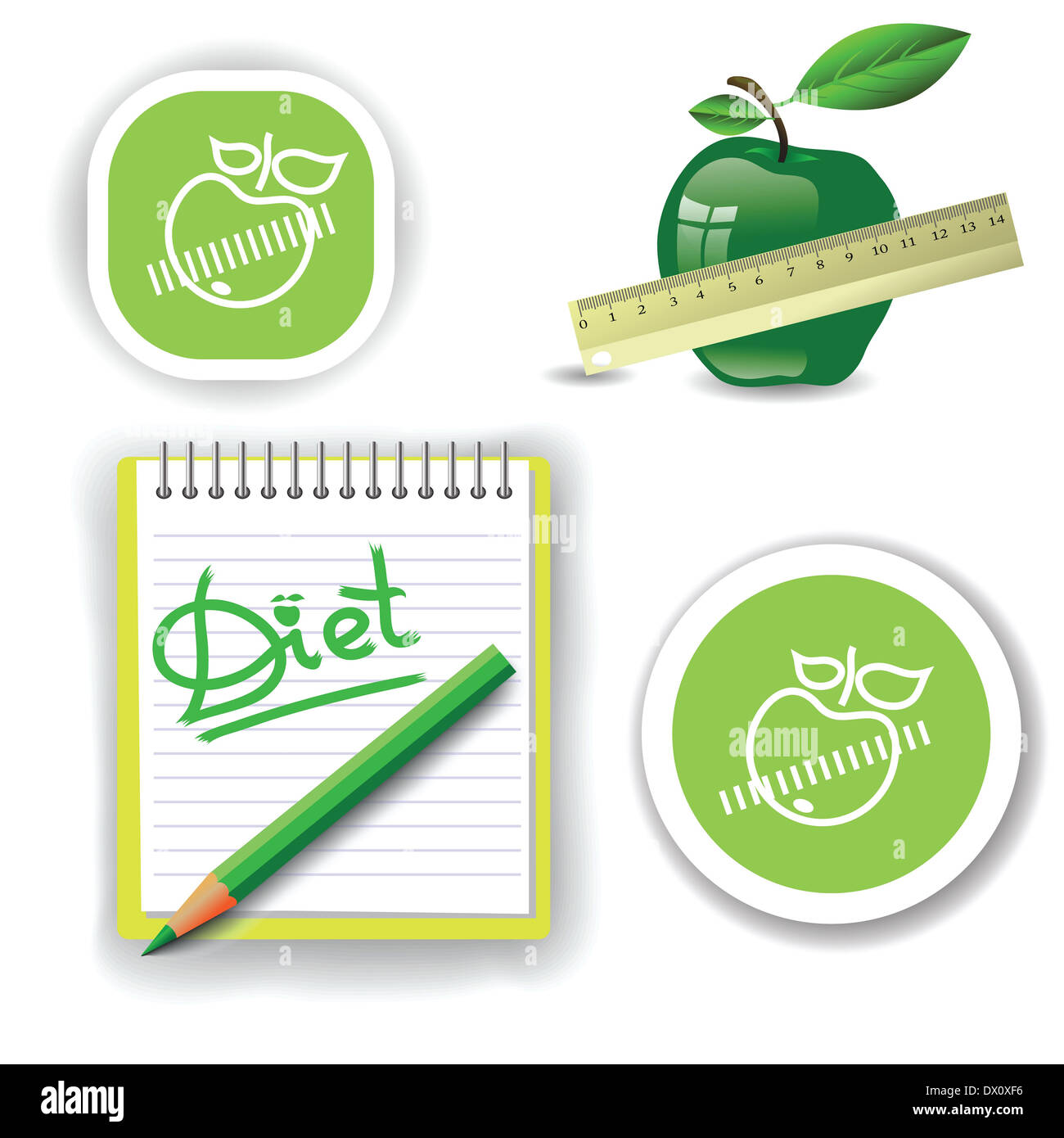 colorful illustration with diet icons for your design Stock Photo - Alamy