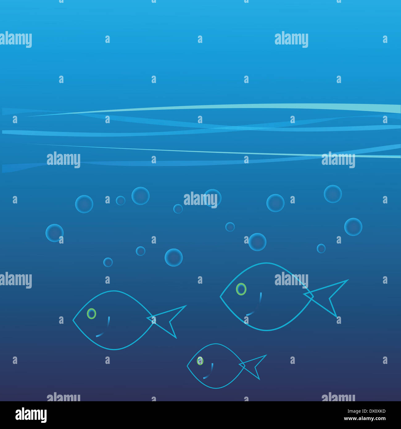 colorful illustration with abstract blue fish for your design Stock ...