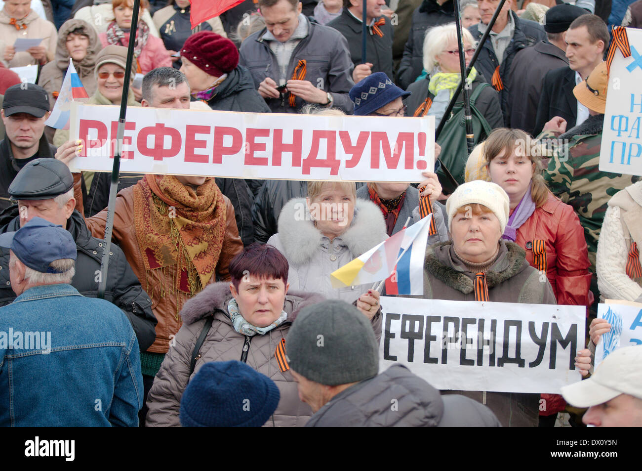 Odessa, Ukraine. 16th March, 2014. Poster "Referendum". People's ...