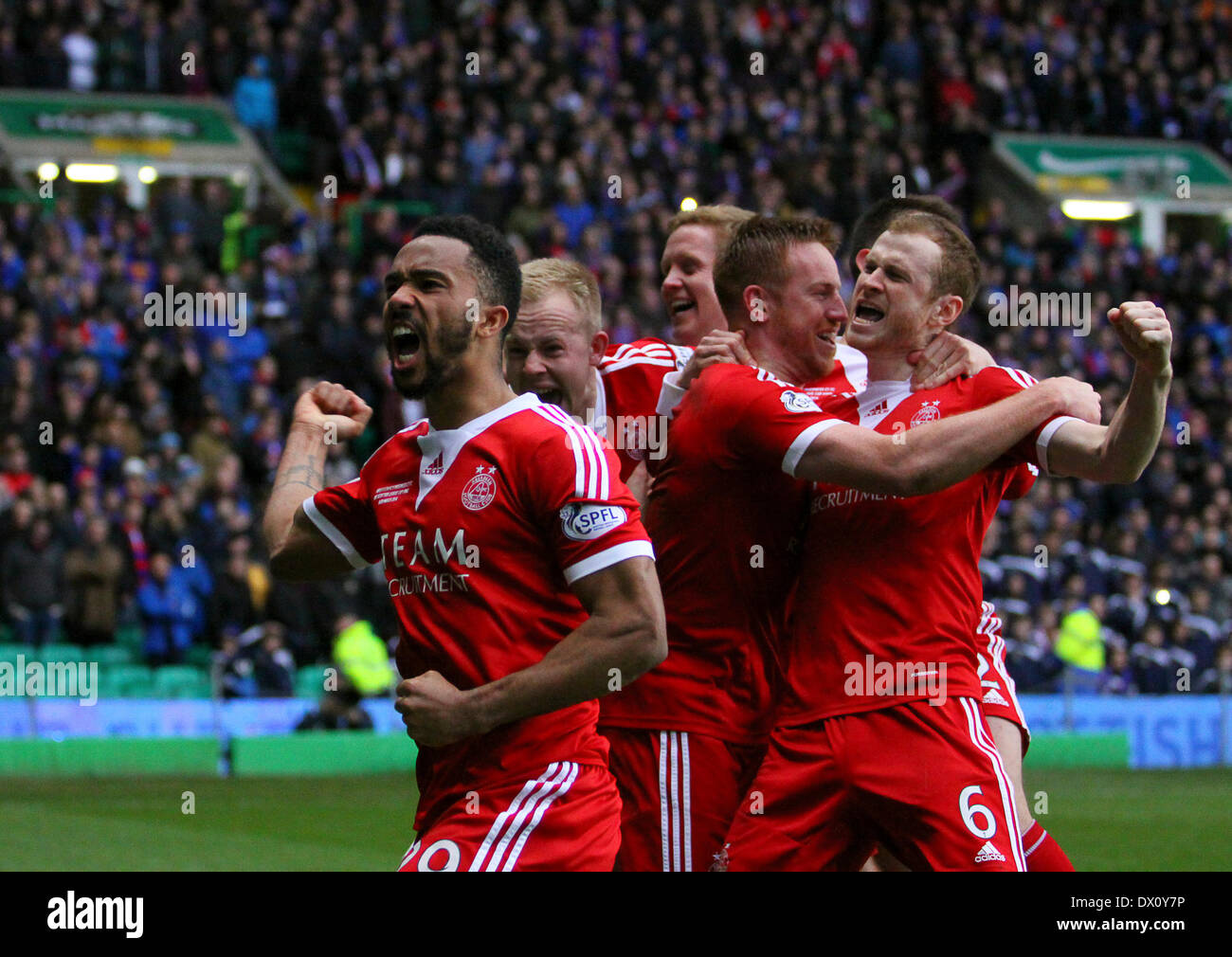Glasgow, Scotland. 16th Mar, 2014. Aberdeen players celebrate after the ...