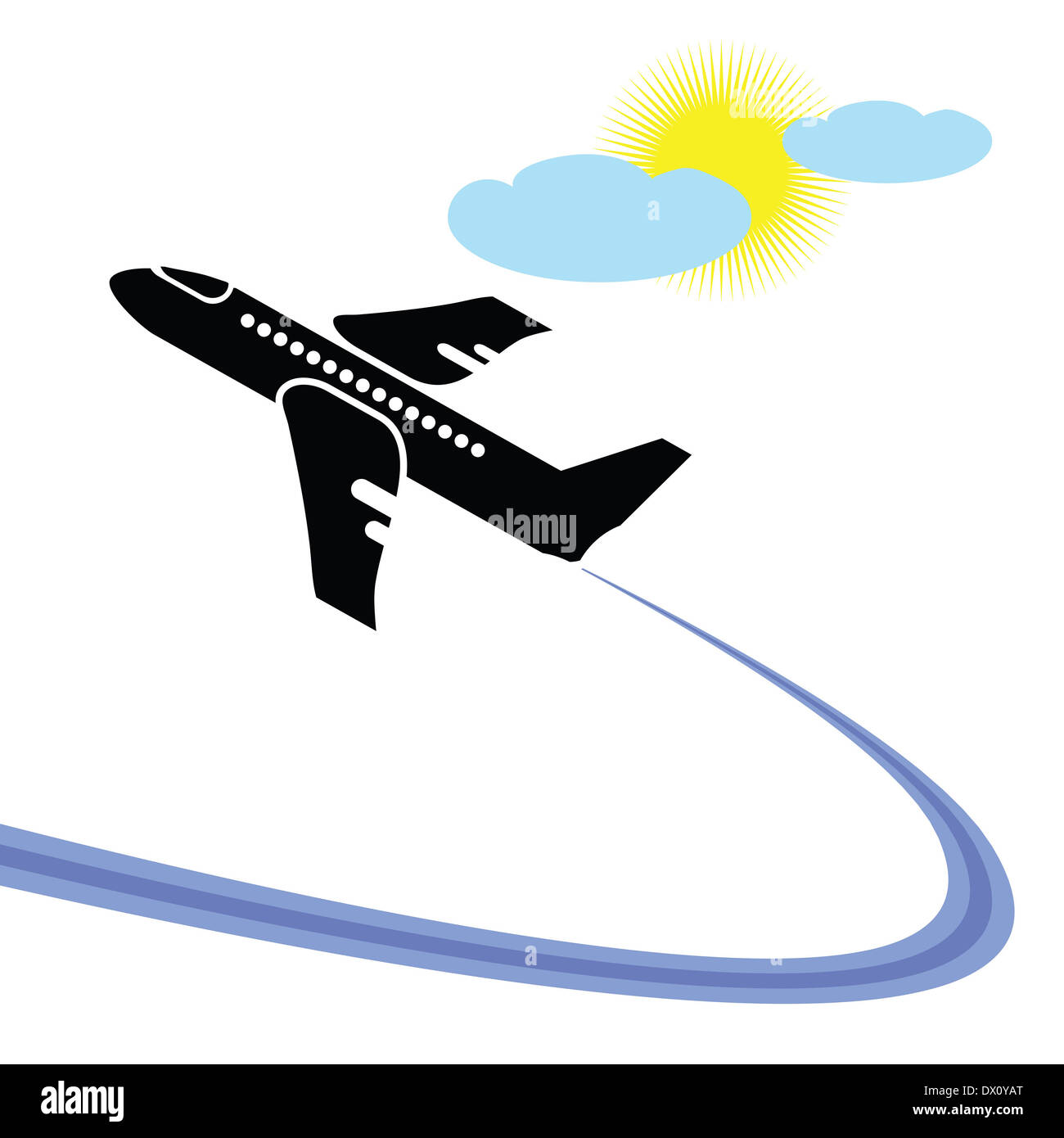 colorful illustration with airplane in flight for your design Stock ...