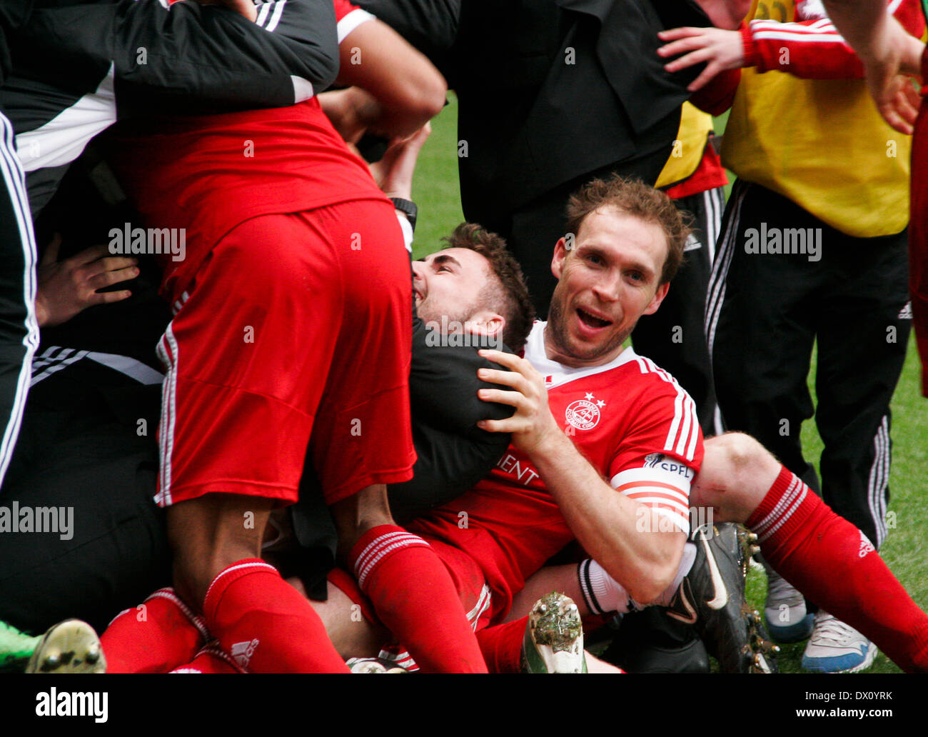 Glasgow, Scotland. 16th Mar, 2014. Aberdeen team celebrations hit the ...