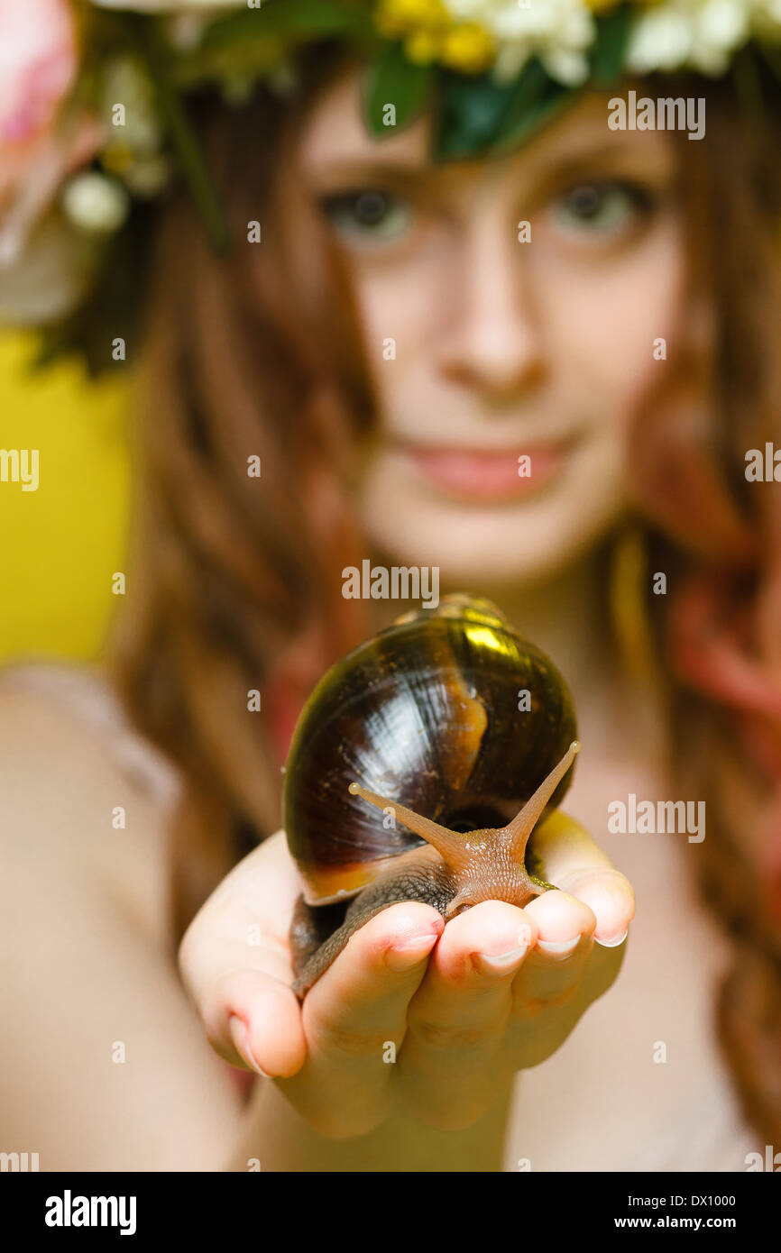 Snail girl head head hi-res stock photography and images - Alamy
