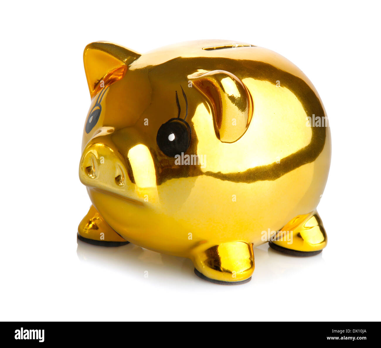 Golden Piggy Bank isolated on white background Stock Photo - Alamy