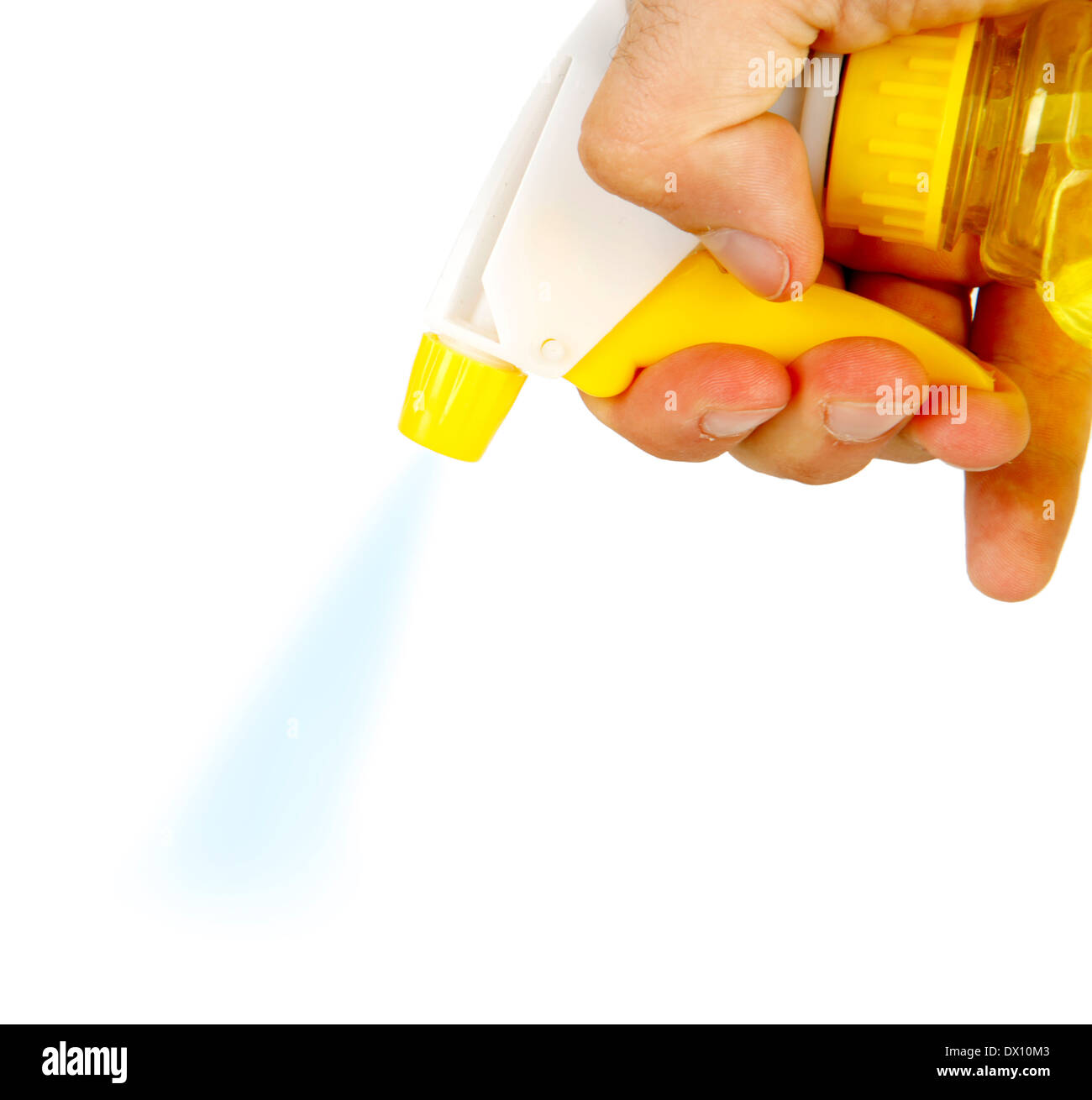 Hand with spray bottle for cleaning, isolated on white background Stock ...