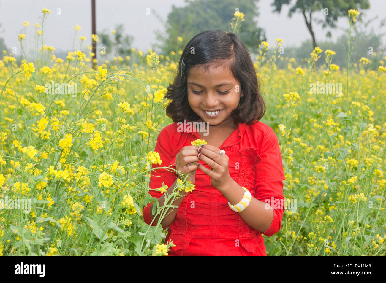1 Indian Kids Standing in Farm Stock Photo - Alamy