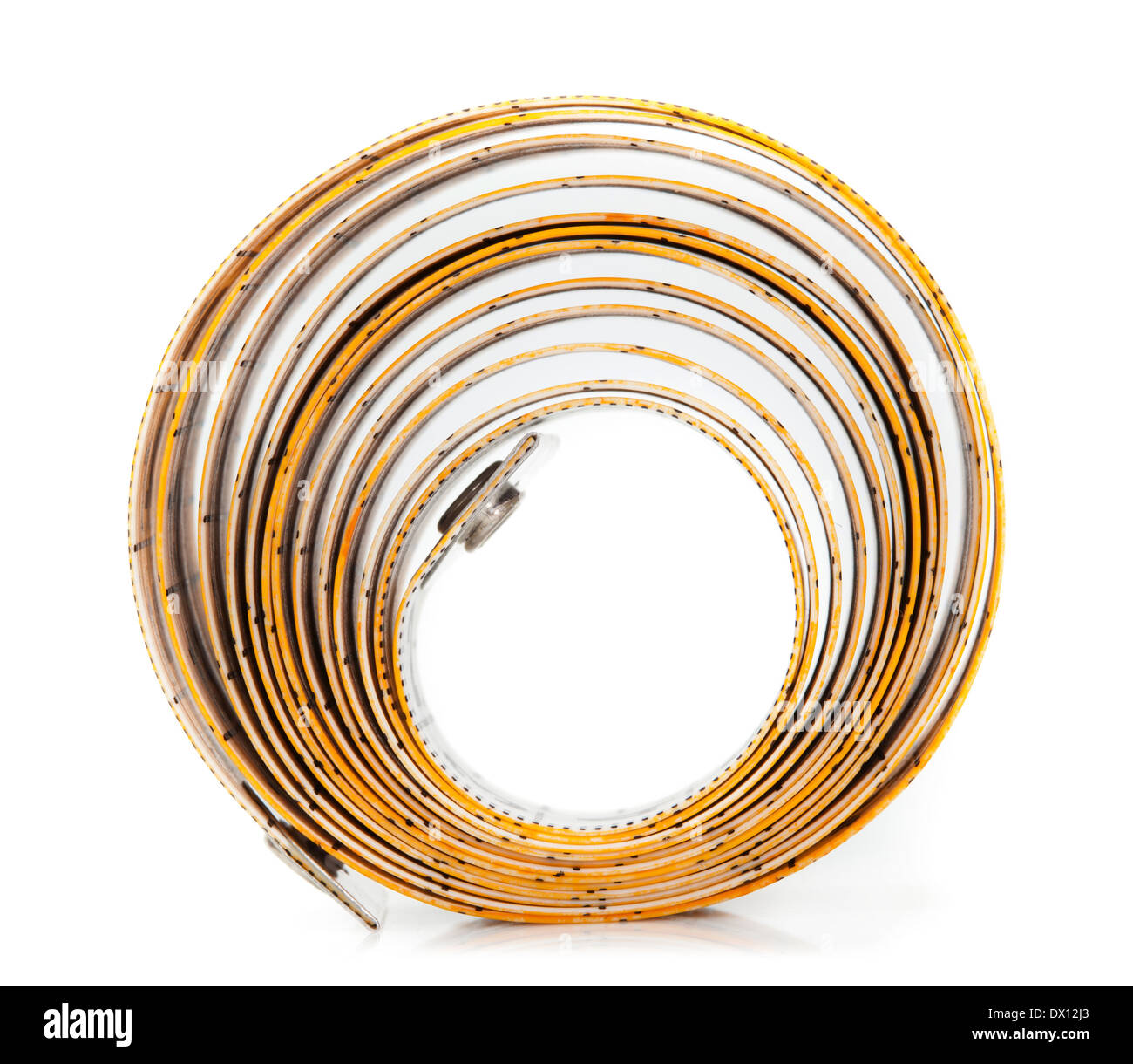 Yellow measuring tape isolated on white background Stock Photo - Alamy