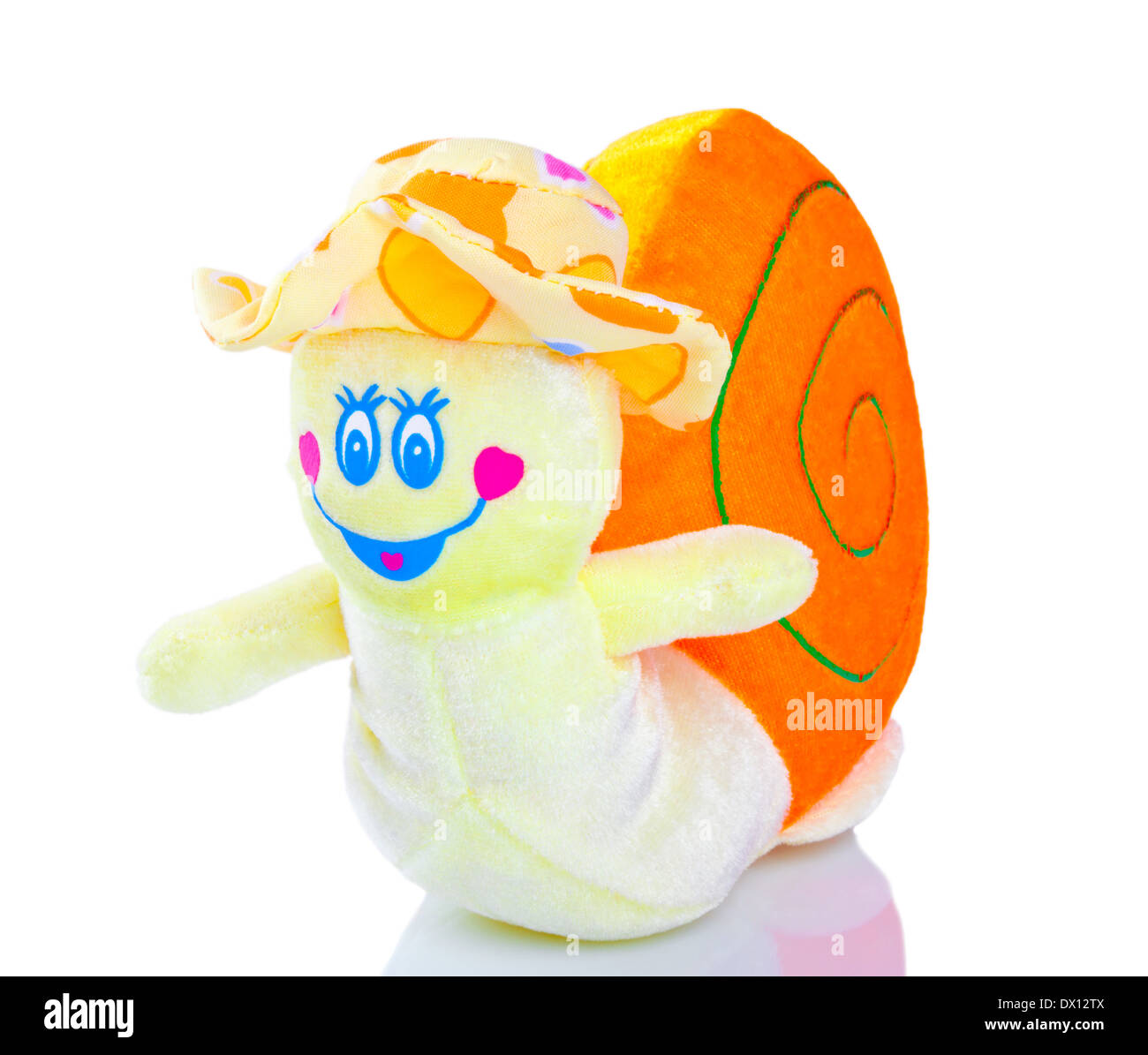 Funny plush snail with hat on white background Stock Photo - Alamy