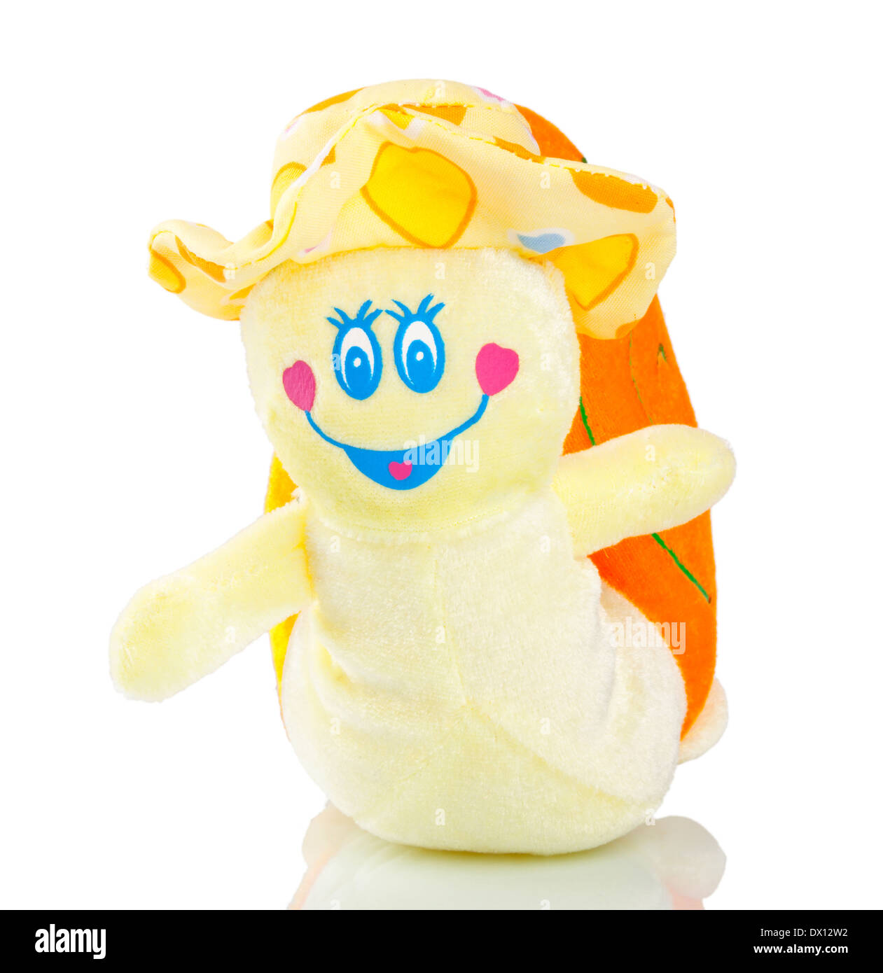 Funny plush snail with hat on white background Stock Photo - Alamy