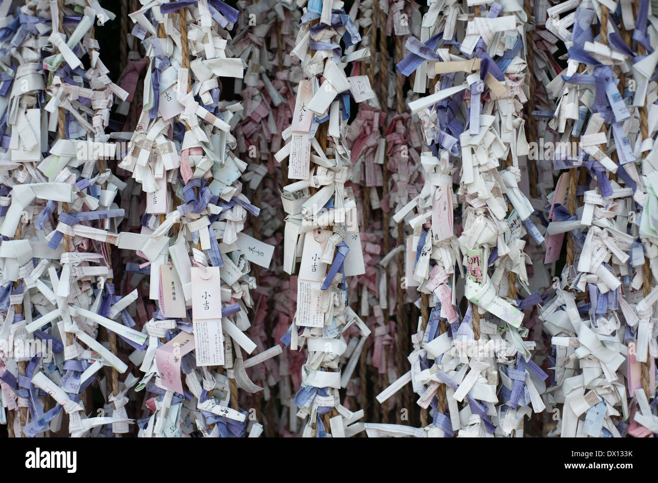 Paper messages at Samukawa shrine, Kanagawa Prefecture, Japan Stock ...