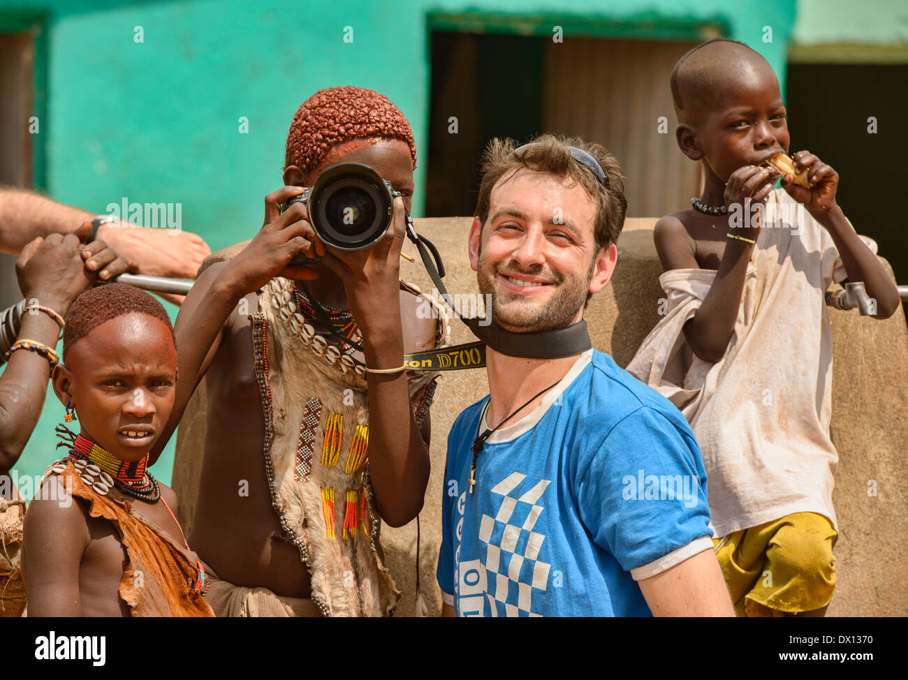 Hamer kids learning photography near Turmi in the Omo Valley, Ethiopia ...