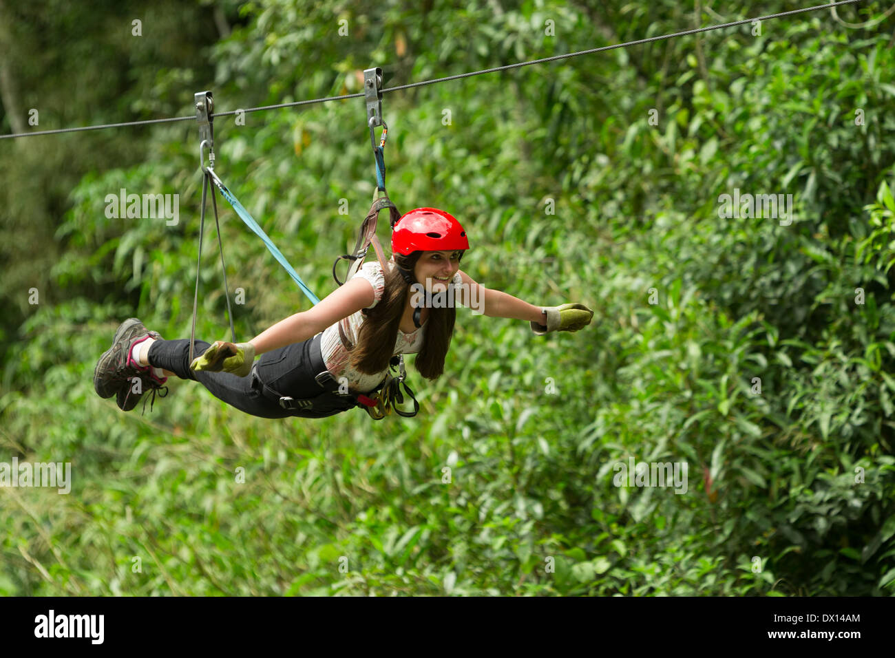 Zip Line Experience In Ecuadorian Andes Stock Photo - Alamy