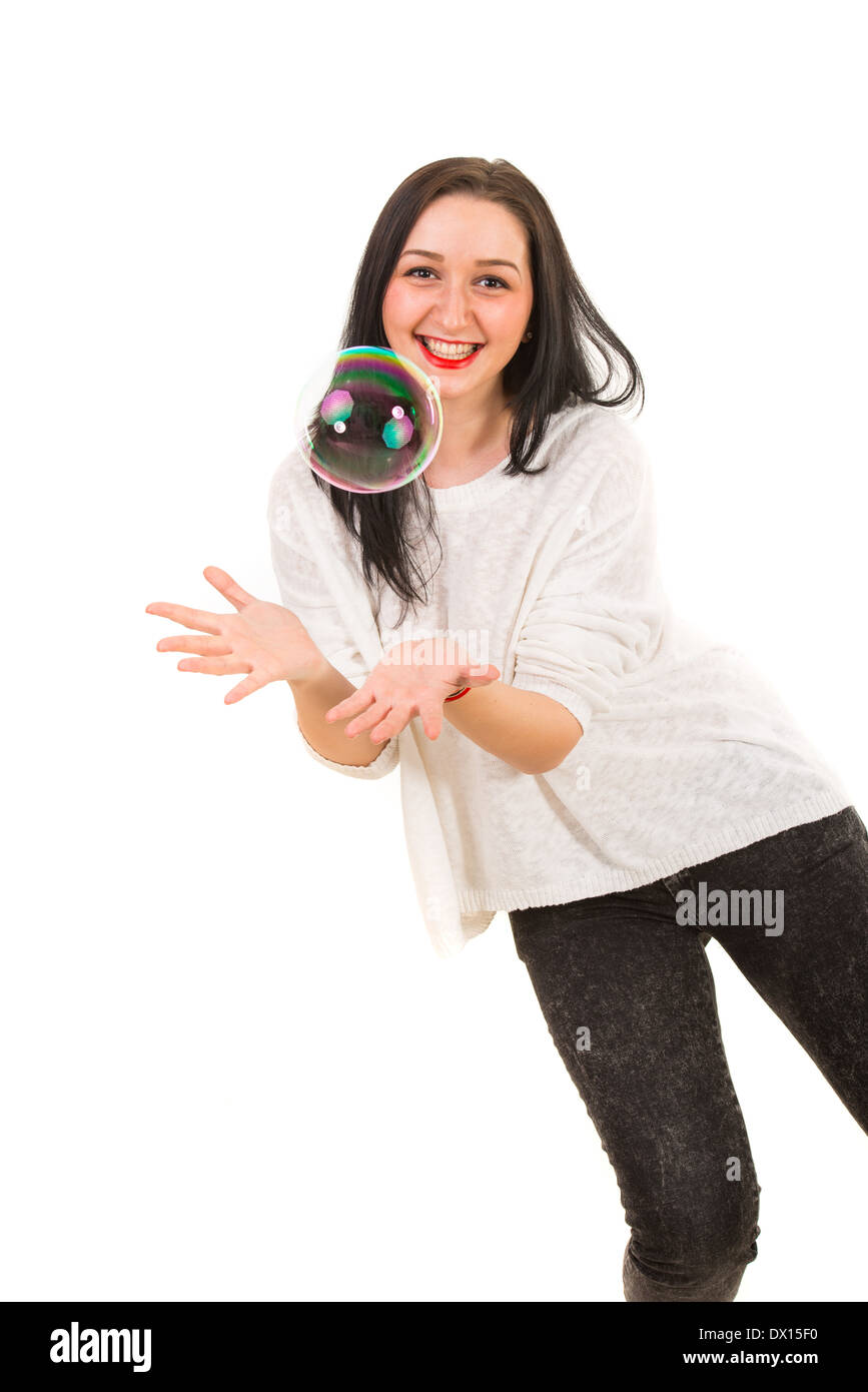 Happy excited woman big Cut Out Stock Images & Pictures - Alamy