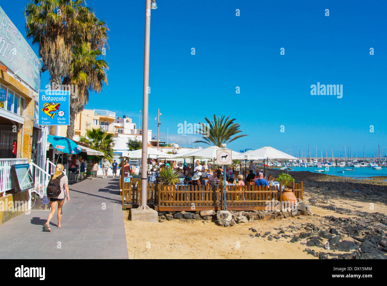 Paseo Maritimo seaside promenade, Corralejo, Fuerteventura, Canary ...