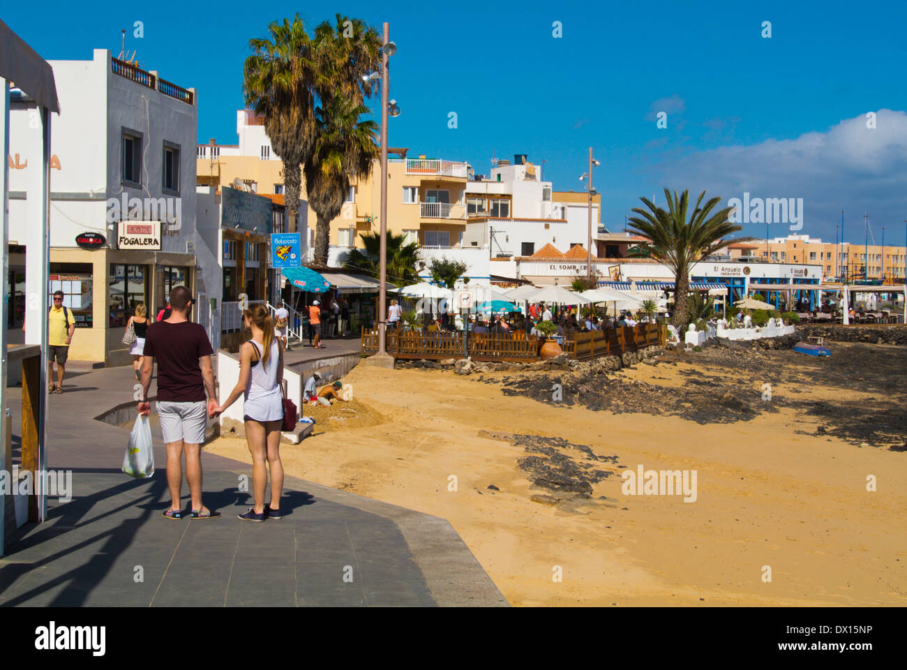 Paseo Maritimo seaside promenade, Corralejo, Fuerteventura, Canary ...