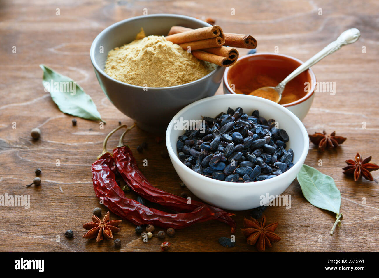 spices and condiments, food closeup Stock Photo - Alamy